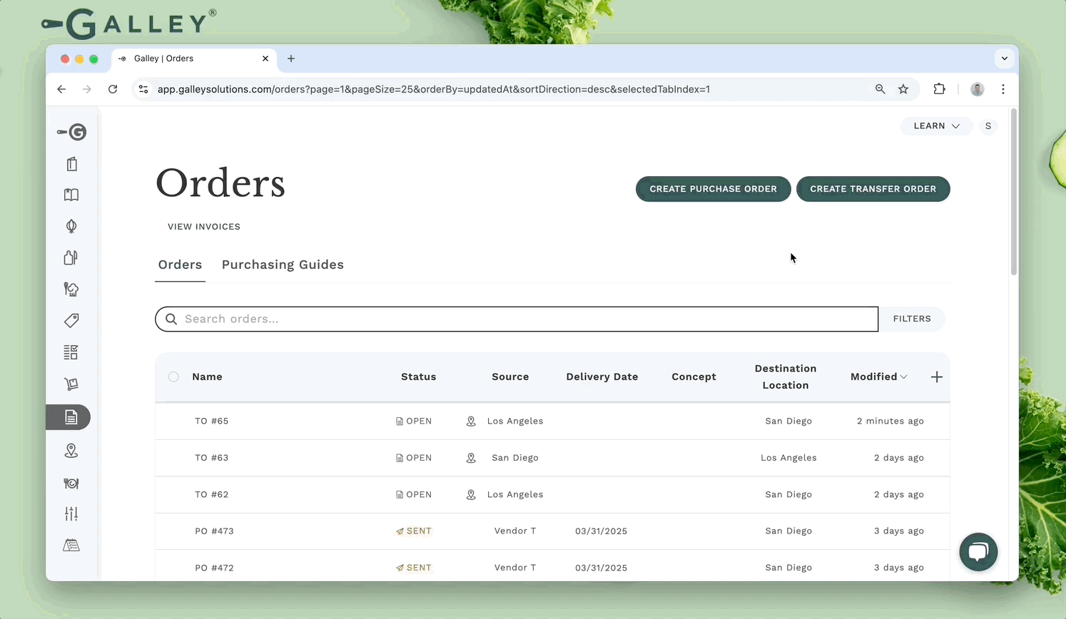 How do I create transfer orders?