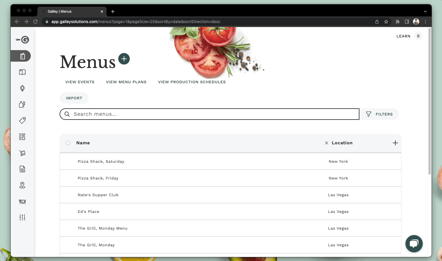 How do I take inventory for a set of menus?