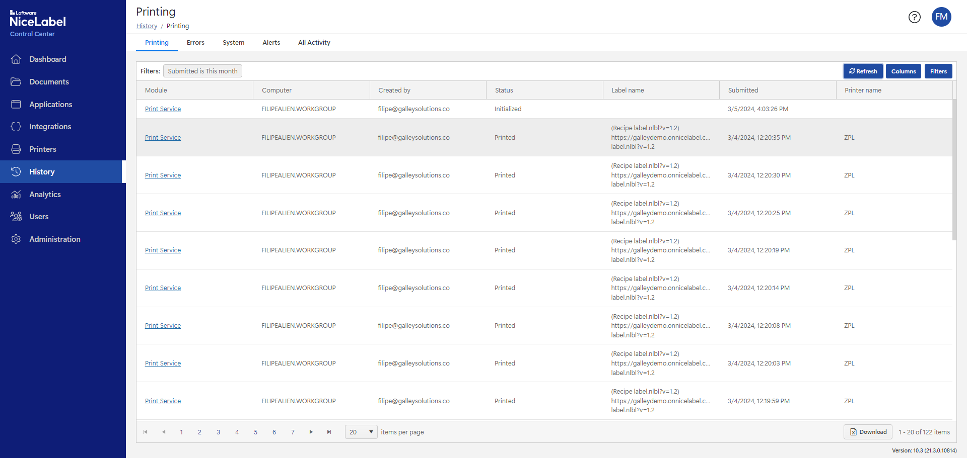 Troubleshooting guide for Loftware Cloud/Nicelabel Printing