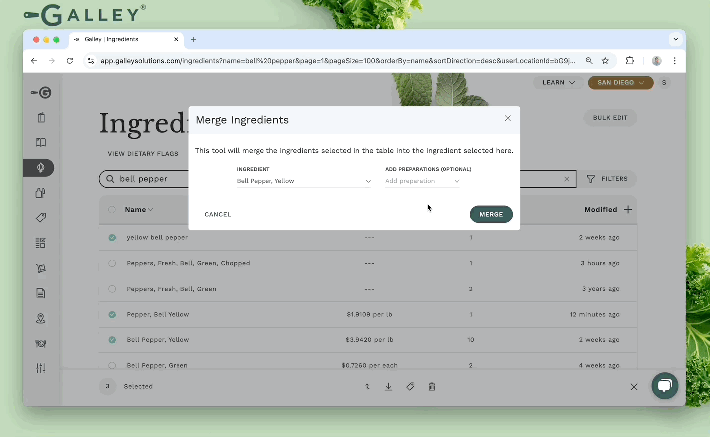 How do I merge duplicate ingredients?