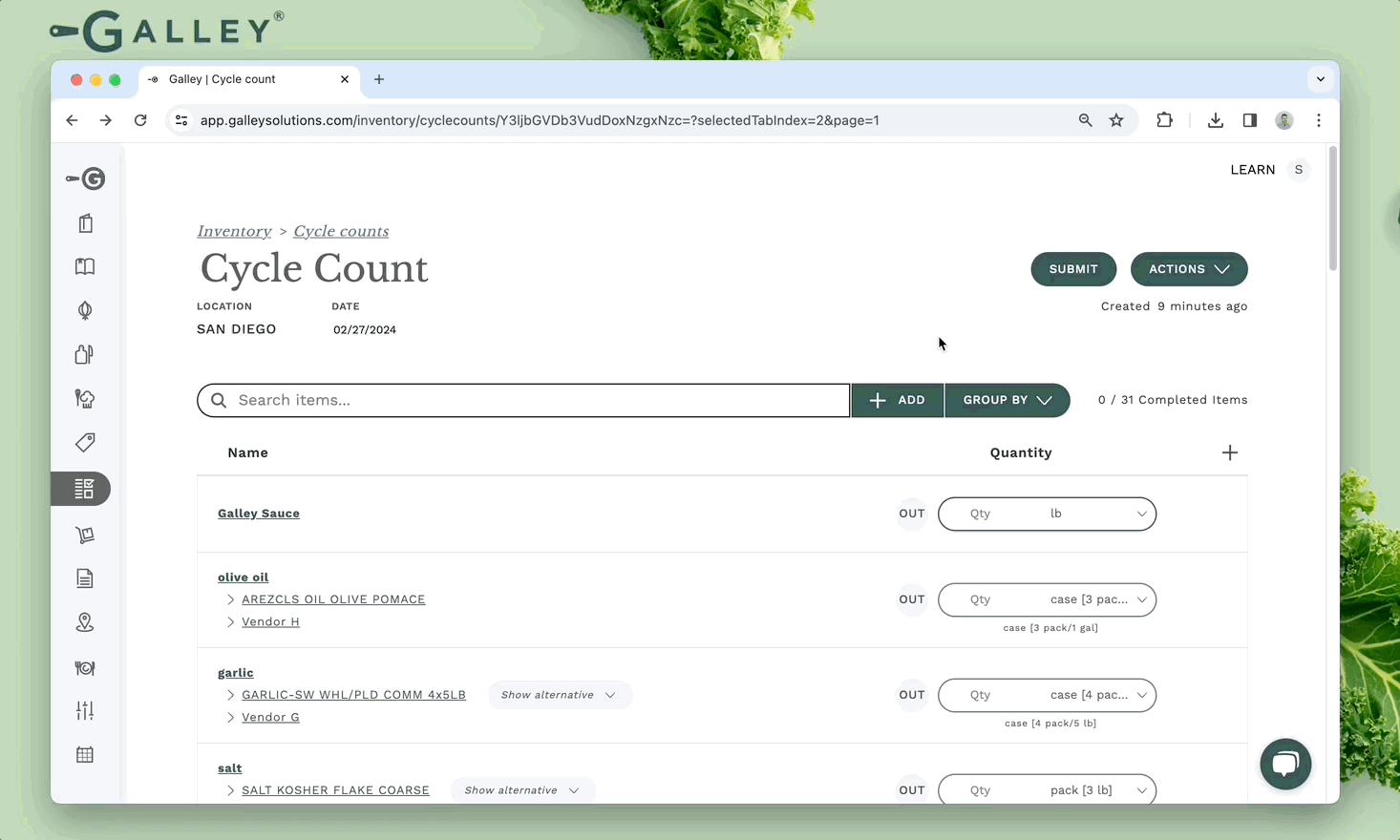 How do I group a Cycle Count by a category?