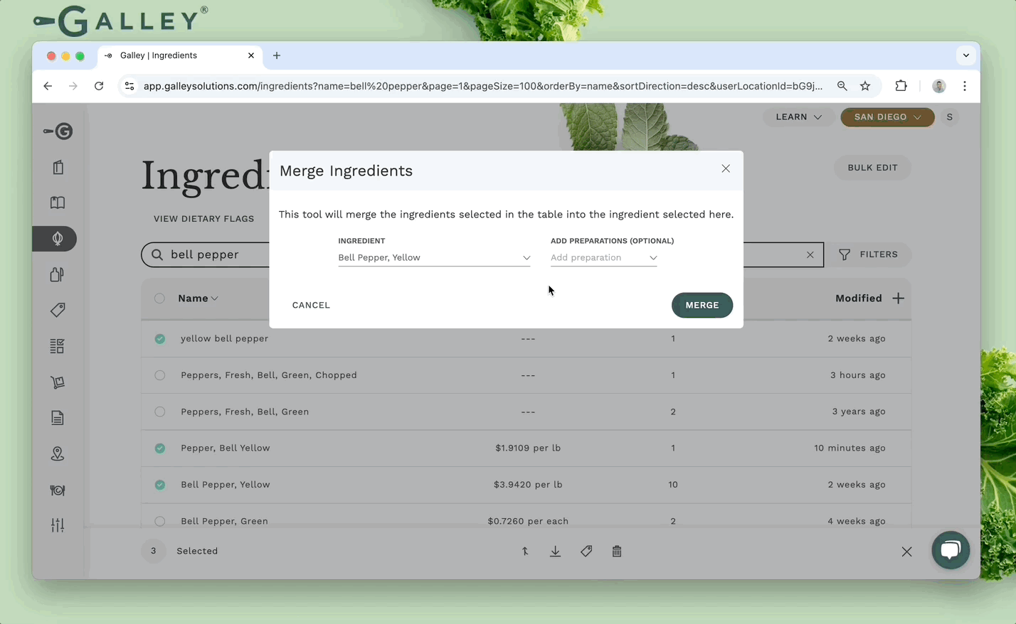 How do I merge duplicate ingredients?