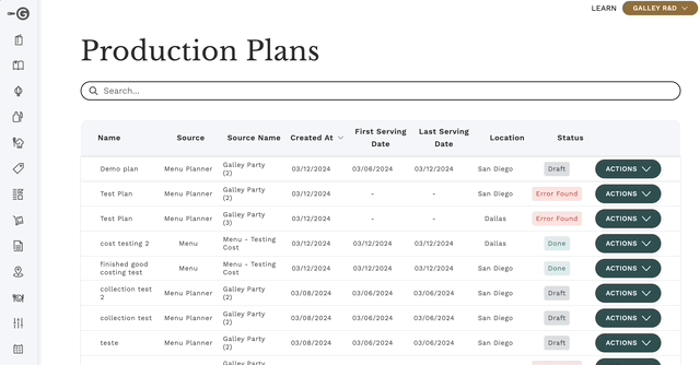 How to create a Production Plan from the Menu Plan